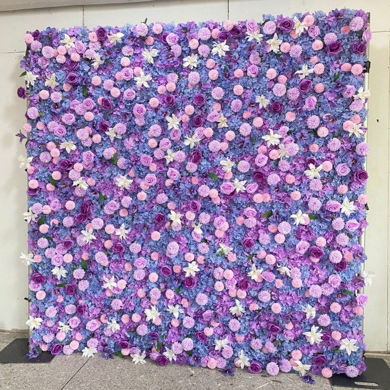Purple Blue Hydrangea Artificial Flower Wall | Wedding Photo Backdrop ...