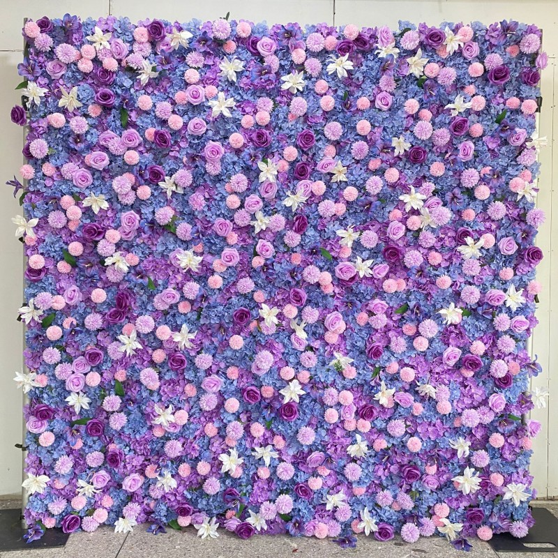 Purple Blue Hydrangea Artificial Flower Wall | Wedding Photo Backdrop ...
