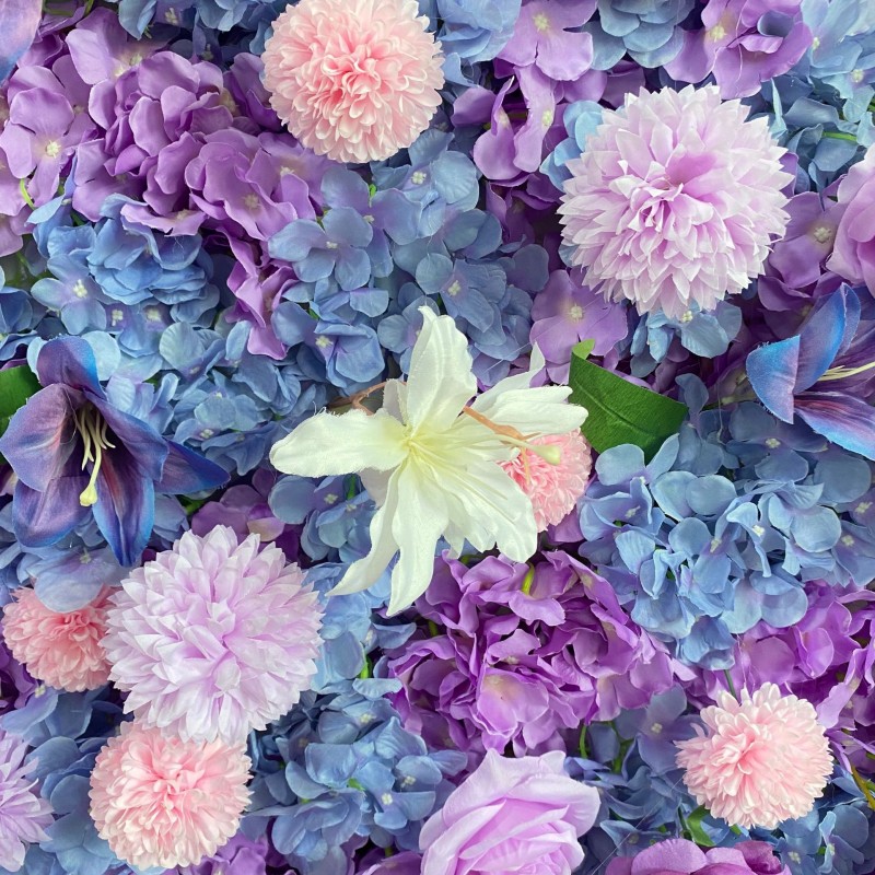 Purple Blue Hydrangea Artificial Flower Wall | Wedding Photo Backdrop ...