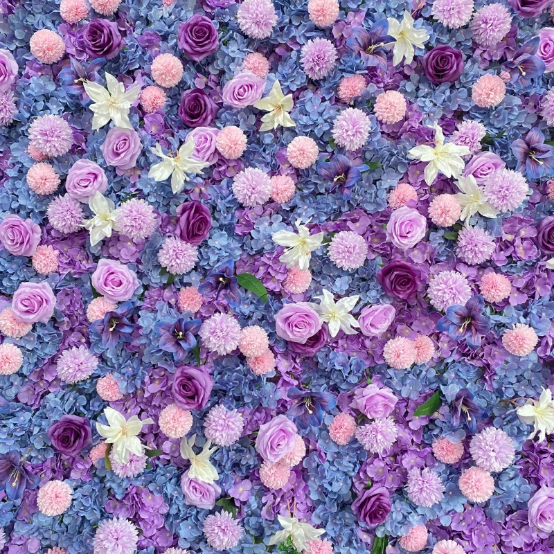 Purple Blue Hydrangea Artificial Flower Wall | Wedding Photo Backdrop ...