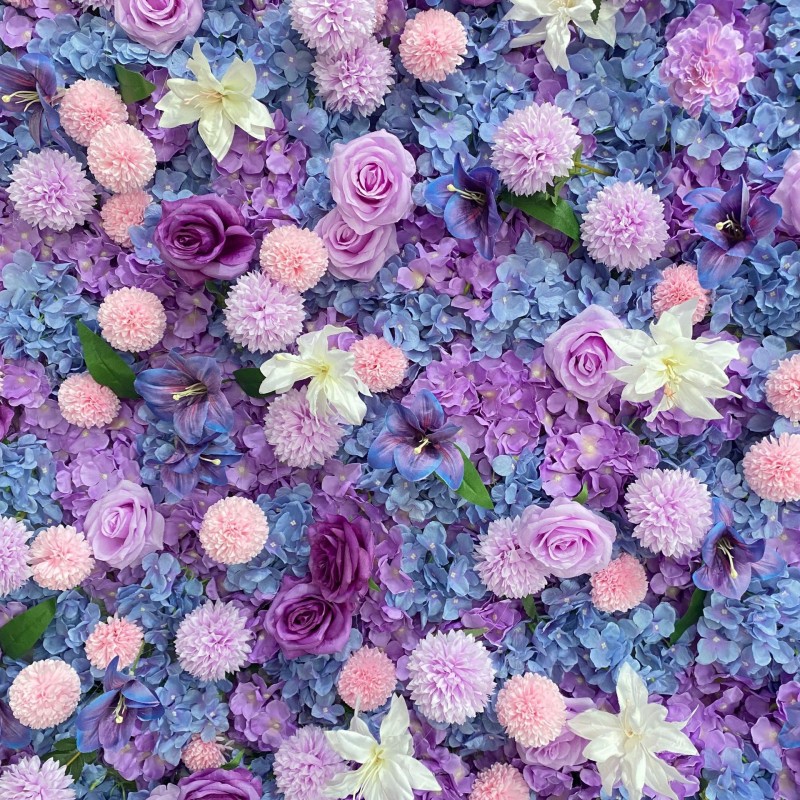 Purple Blue Hydrangea Artificial Flower Wall | Wedding Photo Backdrop ...